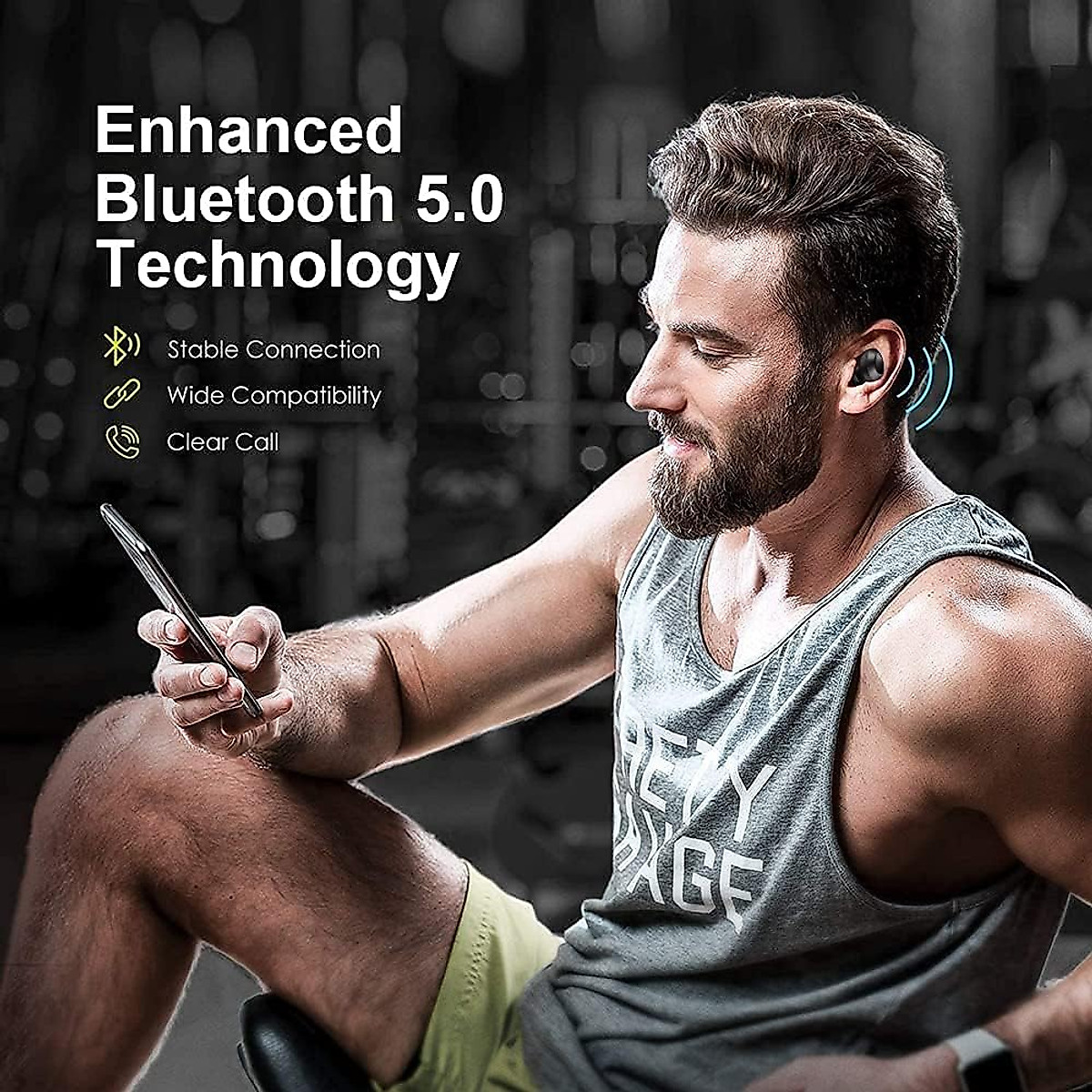Hybrid Active Noise Cancelling Wireless Earbuds, in Ear Headphones IPX7Waterproof Bluetooth 5.3 Stereo Earphones, Immersive Sound Premium Deep Bass Headset Plus