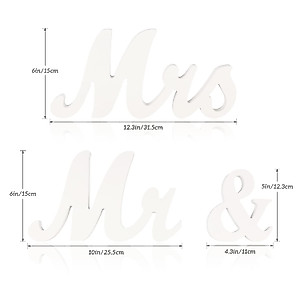 Henzxi Mr & Mrs Sign for Wedding Table, Large Mr and Miss Wooden Letters, Wedding Table Decorations, Anniversary Party Valentine's Day Decor (White)