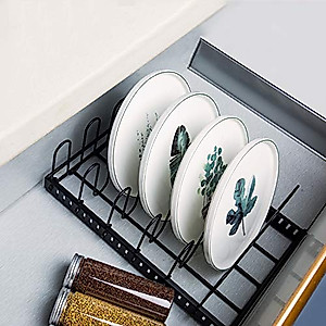 X-cosrack Metal Food Container Lid Organizer&Adjustable 6 Dividers Storage Container Lid Holder Rack for Cabinets, Cupboards, Pantry Shelves, Drawers to Keep Kitchen Tidy,Black(Patent Pending)