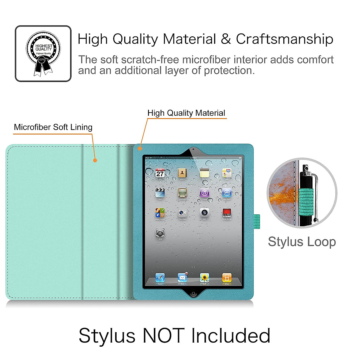 Fintie Folio Case for iPad 4th Generation (2012 Model), iPad 3rd Generation (2012 Model), iPad 2 (2011 Model) 9.7 inch Tablet - Smart Stand Protective Cover with Auto Sleep Wake, Emerald Marble
