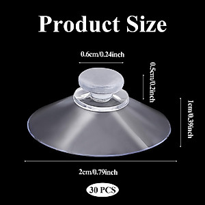Suction Cups, 30 Pcs 20mm Clear PVC Plastic Mini Suction Cups for Glass Without Hooks, Small Anti Slip Suction Pads Round Glass Table Top Suckers for Home Kitchen Bathroom Window Mirror Glass Door