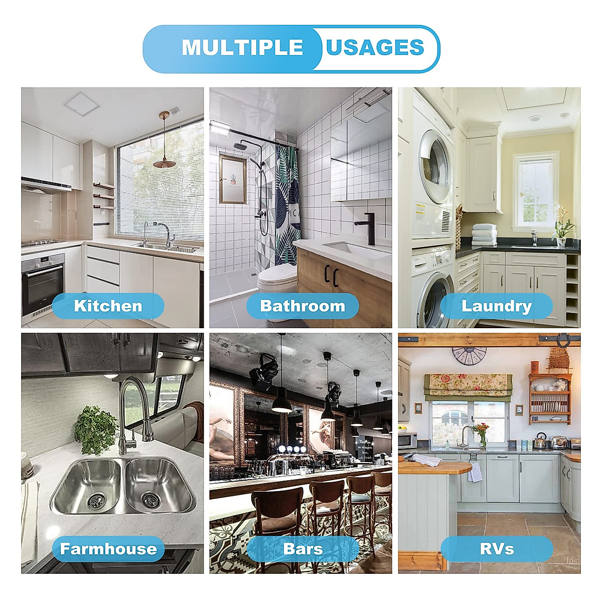 Meiliweser 2Pack of Silicone Faucet Splash Guard, 18” x 5.9”, Faucet Water Catcher Mat, Longer Silicone Sink Mat for Kitchen, Bathroom, Laundry Room, Farmhouse, Bar & RV (Black)