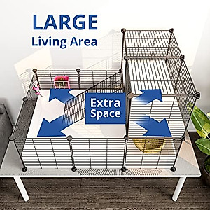 Eiiel Guinea Pig Cage,Indoor Habitat Cage with Waterproof Plastic Bottom,Playpen for Small Pet Bunny, Turtle, Hamster