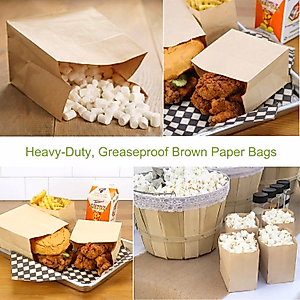 Brown Paper Bags for Snacks,50 Pack, Greaseproof Kraft Paper Bags, Recyclable, and Biodegradable, Small Brown Paper Bags For Popcorn, Cookies, Fries, Crafts, Gift Wrapping Bag in Bulk