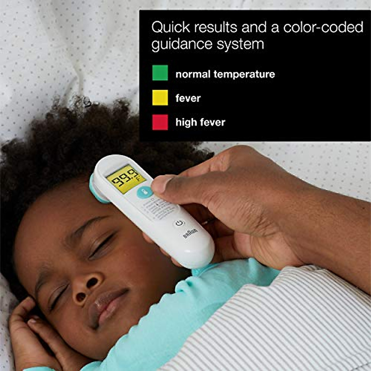 Braun TempleSwipe Thermometer - Digital Thermometer with Color Coded Temperature Guidance - Thermometer for Adults, Babies, Toddlers and Kids