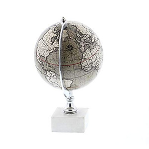 Deco 79 Marble Globe with Marble Base, 7" x 7" x 11", White