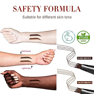 Eyebrow Pencil Dark Brown, Waterproof Microblade Eyebrow Pen 4 Fork Tip Pencil,Smudge Proof Brow Pen Long Lasting Lift & Snatch Liquid Brow Eyebrow Marker Pen that Looks Like Hair