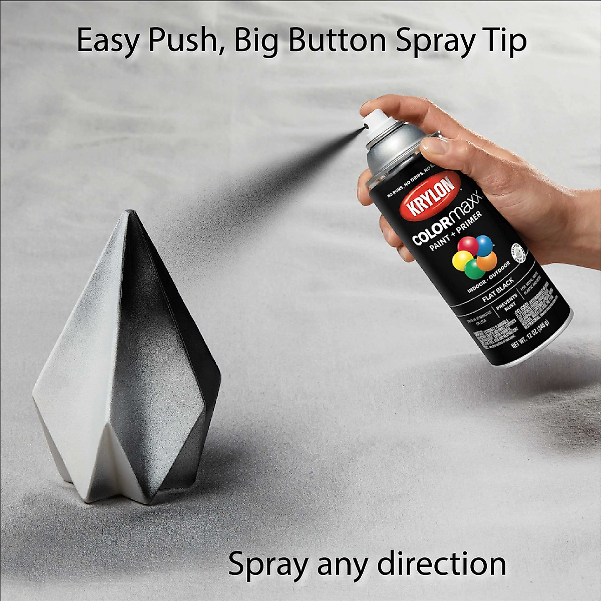 Krylon K05546007 COLORmaxx Spray Paint and Primer for Indoor/Outdoor Use, Flat Black, 12 Ounce (Pack of 2)