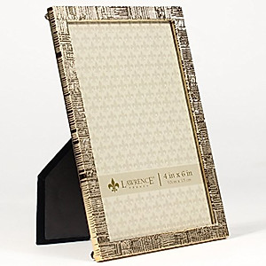 Lawrence Frames 712346 4x6 Gold Metal Linen Pattern Picture Frame