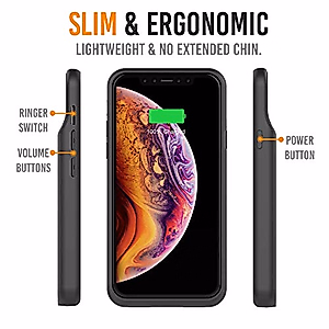 Alpatronix Battery Case for iPhone 12 Pro & iPhone 12 (6.1 inch), Strong Slim Portable Protective Extended Charging Cover Compatible with Wireless Charging, Apple Pay, CarPlay - BX12 - Black