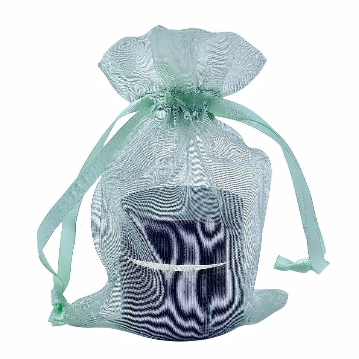 QIANF 20 Pcs 8x12 Light Green Sheer Organza Gift Bags with Drawstring, Large Mesh Pouch Goodie Bags Candy Jewelry Wedding Party Favor Bags Gift Wrapping Supplies