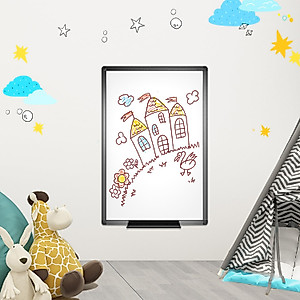 VIZ-PRO Magnetic Dry Erase White Board, 36 X 24 Inches, Black Aluminium Frame