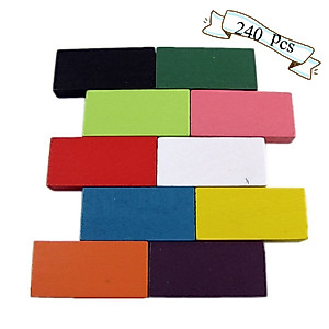 BlueSnail 10 Color Authentic Standard Basswood Wooden Dominoes Toys Domino Blocks Set, Kids Dominos Educational Racing Toy Tiles Educational Games(240 pcs)