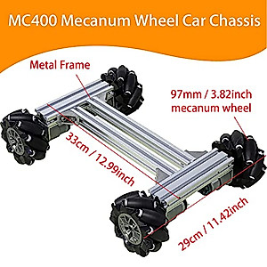 Mecanum Wheel 4wd Metal Robot Car Chassis Remote Control Learning Kit for Arduino Raspberry Pie Microbit with DC Encoder Motor, DIY Steam AGV ROS AI Move Education Platform Robotic Functional Model
