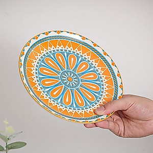 AHX Plate Set 8 Inch - Salad Plates | Dessert Appetizer Plates Colorful - Porcelain Lunch Plates - Set of 6 - Dishwasher and Microwave Safe