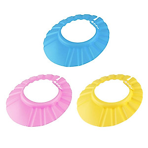 NUOBESTY Bath Cap, Adjustable Durable Waterproof Elastic Ring Hat Shampoo Bath Shower Cap Wash Hair Shield Direct Visor Caps for Kids Toddler Baby Newborn - 6Pcs