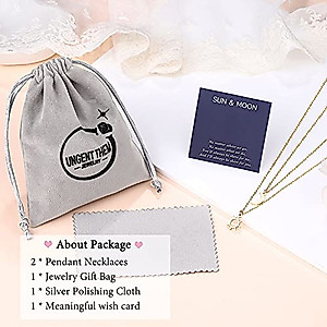 UNGENT THEM Sun and Moon Necklace Matching Best Friend Friendship BFF Necklaces for 2 Best Friend Birthday Christmas Graduation Gifts for Teenage Teen Girls Women Sisters