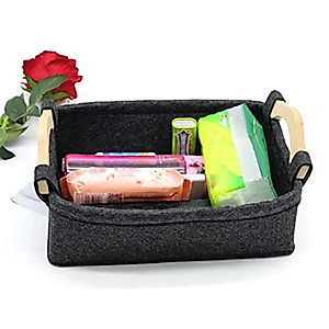Muellery Storage Basket Decorative Wooden Fabric Tray Storage 15.6x10.2in(37x26cm) Black TPAF119851