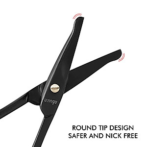 LIVINGO 3.75" Premium Nose Hair Scissors, Curved Safety Blades with Rounded Tip for Trimming Small Details Facial Hair, Ear Hair, Eyebrow (Black)