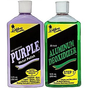 CALIFORNIA CUSTOM Products – Purple Metal Polish + Aluminum Deoxidizer Kit, No Silicone, Body Shop Safe, Great for Aluminum, Brass, Copper, Chrome, Silver, Stainless and Gold, Made in The USA