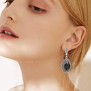 Aprilery Dangle Earrings for Women, 18K Gold Plated Pearl Drop Earrings Ball Onyx Dangle Hypoallergenic Earrings Costume Jewelry for Her (Black Onyx)