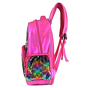 Sequin silly rainbow Backpack for girls kindergarten elementary School Backpack Kids Glitter Bookbag Mermaid Backpack sparkle reverse glitter backpack(Orchid)