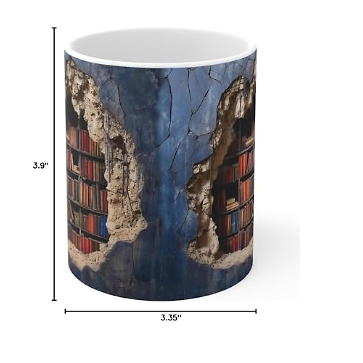 3D Effect Books Mugs, 3D Bookshelf Mug, Creative Space Design Multi-Purpose Mugs, Book Lovers Coffee Mug, Library Bookshelf Mug, Cute Mug Ceramic Coffee Mugs for Women and Men (A)