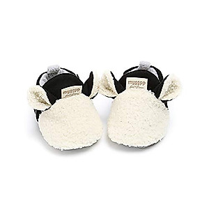 LAFEGEN Infant Baby Boys Girls Slipper Stay On Non Slip Soft Sole Newborn Booties Toddler First Walker Crib House Shoes 0-18 Months, 01 White, Baby Slipper 6-12 Months Infant