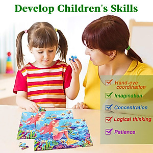 LELEMON Puzzles for Kids Ages 4-8, 60 Piece Puzzles for Kids Ages 3-5 in a Metal Box,Educational Puzzle Games Kids Puzzles, Childrens Puzzles Jigsaw Puzzles Toys Gifts for Girls and Boys