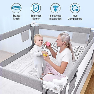 SURPCOS Bed Rails for Toddlers -New Upgraded Extra Long Bed Guardrail for Kids Great Fit for Twin, Double, Full-Size Queen & King Mattress (One Side 74.8 x 30 Inch, Buck)