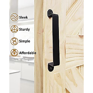 WIPHANY Barn Door Handle Black 10 inch Comfortable Handy Touch Gate Handles Long Solid Metal Door Pull for Sliding Barn Door Gate Cabinet Closet Drawer Garage Screws Included
