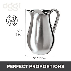 Stainless Steel Pitcher - 68 oz, Silver