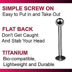 bodyjewellery 2pcs 16g Titanium Labret Studs Conch Piercing Lip Snake Bites Spider Ball Monroe Tragus Cartilage Helix B2ACX Pick Size (1/2 inch (12mm))