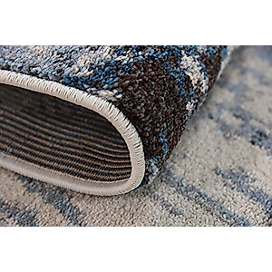 Unique Loom Estrella Collection Modern, Abstract, Watercolor, Contemporary Area Rug, 3 ft 3 in x 5 ft 3 in, Light Blue/Beige