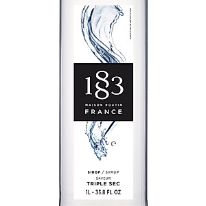1883 Triple Sec Syrup - Flavored Syrup for Hot & Iced Beverages - Gluten-Free, Vegan, Non-GMO, Kosher, Preservative-Free, Made in France | Glass Bottle 1 Liter (33.8 Fl Oz)
