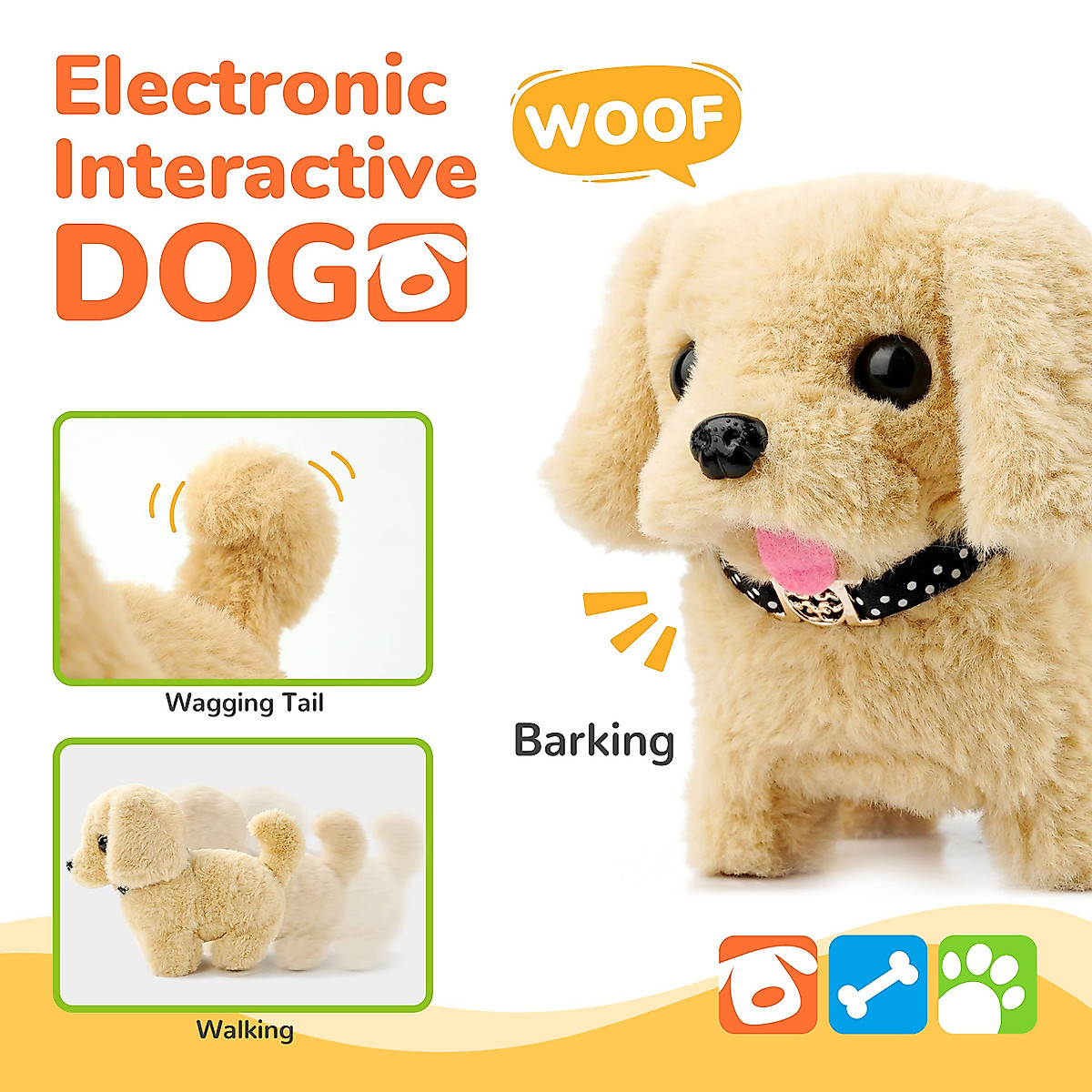 BELLOCHIDDO Dog Toys for Kids, Pretend Play Puppy Dog Toy for Kids with Interactive Electric Dog, 7 Piece Pet Care Playset with Carrier, Educational Toys for 1 2 3 4 5 6 Old Girls