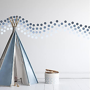 Blue Polka Dot Wall Decals - 150 2-inch Blue boho rainbow wall decal dots for wall | removable wall stickers boho nursery decor boy or girl | polka dot classroom decor vinyl wall decal dots | boho wall decals peel and stick blue rainbow dot stickers