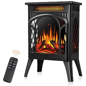 Crzoe 3D Electric Fireplace Heater,1500W Infrared Electric Fireplace with Overheating Protection,Freestanding Fireplace Heater with Remote Control for Indoor Use