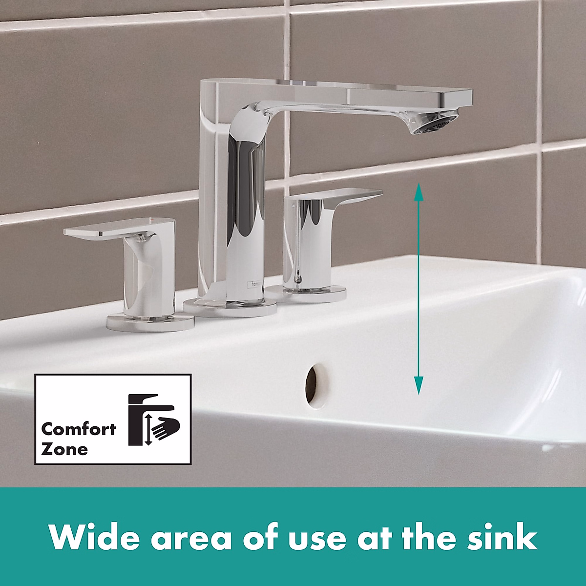 Hansgrohe Rebris E Contemporary 2-Handle 3-Hole 5-inch Tall Bathroom Sink Faucet in Chrome, 72532001