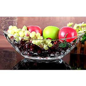Elegant Crystal Serving Oval Bowl with Beautiful leaf design, Centerpiece For Home,Office,Wedding Decor, Fruit, Snack, Dessert, Server