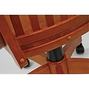 BOWERY HILL Traditional Solid Wood Armless Office Chair in Medium Brown