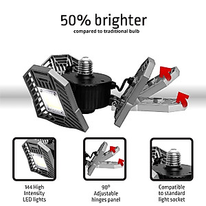 Triburst Deluxe by Bell+Howell, ASON TV 5500 Lumens/6500 Kelvin Indoor Lights, Ultra Bright Lighting with 144 LED Bulb, Multi-Directional Triple Panel Bedroom, Garage, Ceiling Light