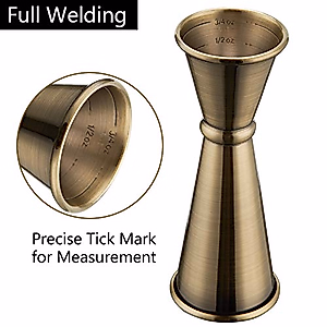 Boston Cocktail Shaker Set 18/8 Stainless Steel Bartender Kit, Including 18oz&28oz Shaker Tins, Double Jigger, 8''Muddler, 2 Liquor Pourers, 12" Mixing Spoon, Cocktail Strainer, Mesh Strainer(Bronze)