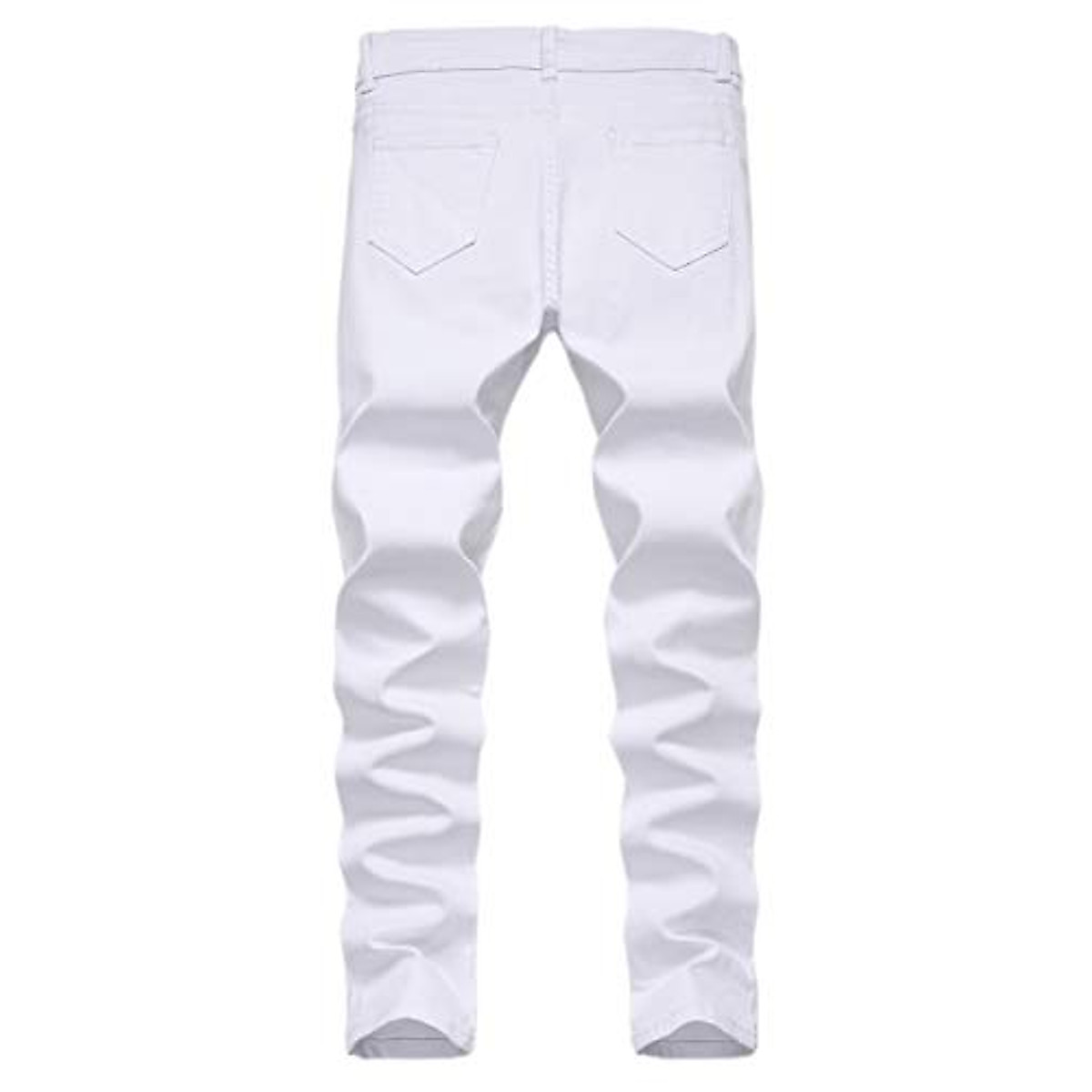 Kihatwin Boy's Skinny Ripped Jeans Slim Fit Distressed Zipper Pants with Holes White 12
