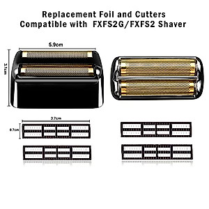 2PC Replacement Foil and Cutters Compatible with BaBylissPRO Barberology Foil Shaver,Compatible with BaByliss Barberology FXFS2G/FXFS2 Shaver,Black