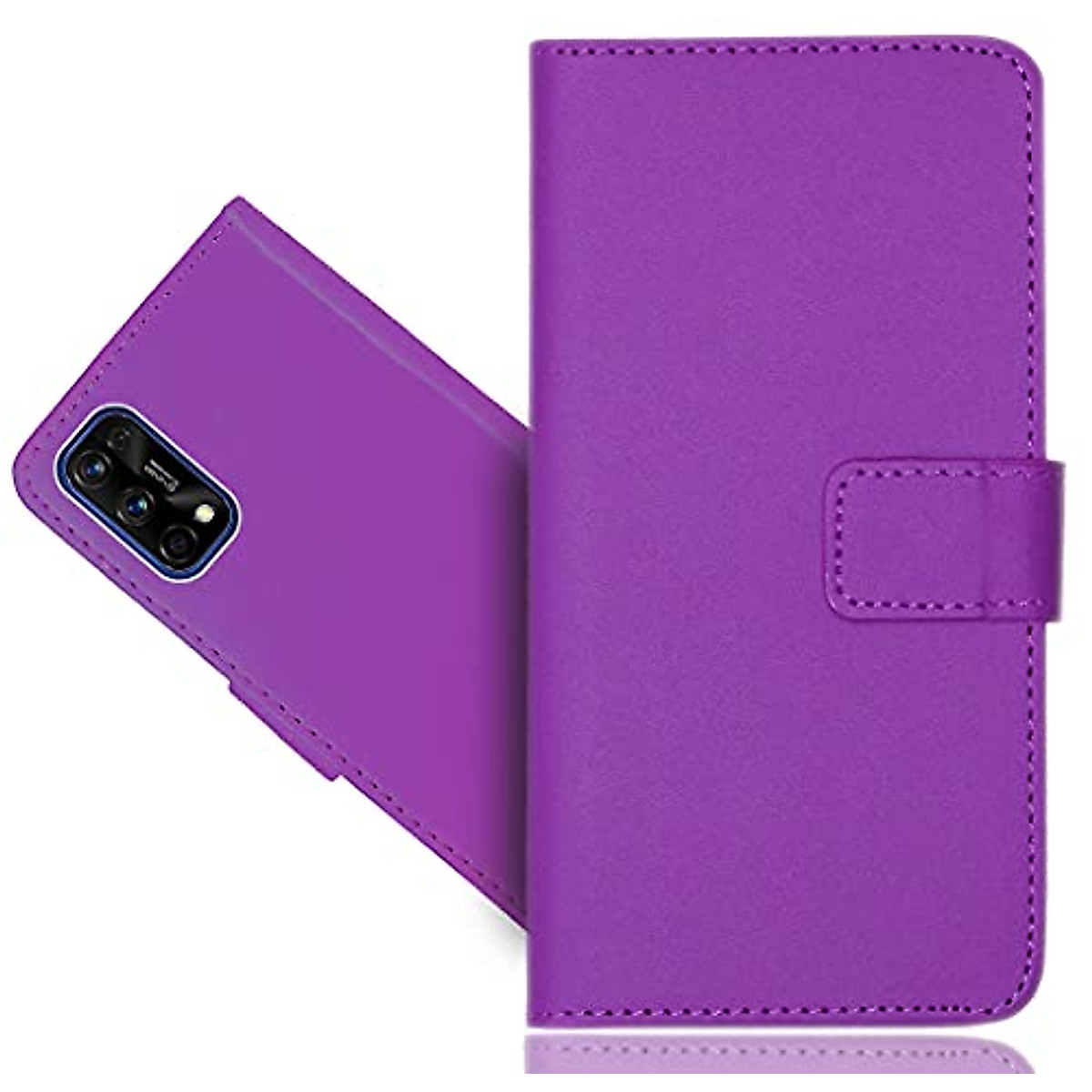 WenTian Realme 7 Pro Case, CaseExpert® Premium Leather Kickstand Flip Wallet Bag Case Cover for Realme 7 Pro Purple