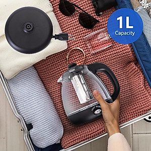 Electric Kettle with Tea Infuser, Small Electric Tea Kettle with Keep Warm Function for Home and Office, Black Taylor Swoden