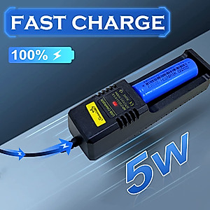 18650 Battery Charger,Single-Slot Intelligent Universal 18650 Charger for 3.7V Lithium Li-ion 18650,26650,18500,18350,16650 Rechargeable Battery (not Including Battery)