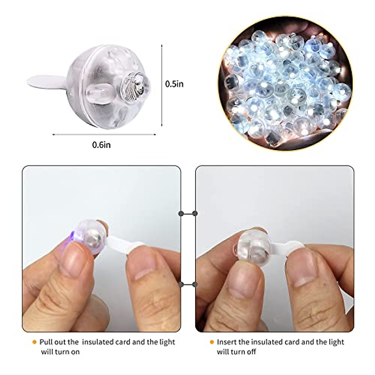 Aogist 100pcs White Balloon Lights,Long Standby Time Waterproof Mini Light,Battery Powered,Round LED Ball Lamp for Latex Balloon Paper Lantern Party Wedding Festival Christmas Halloween Decorative