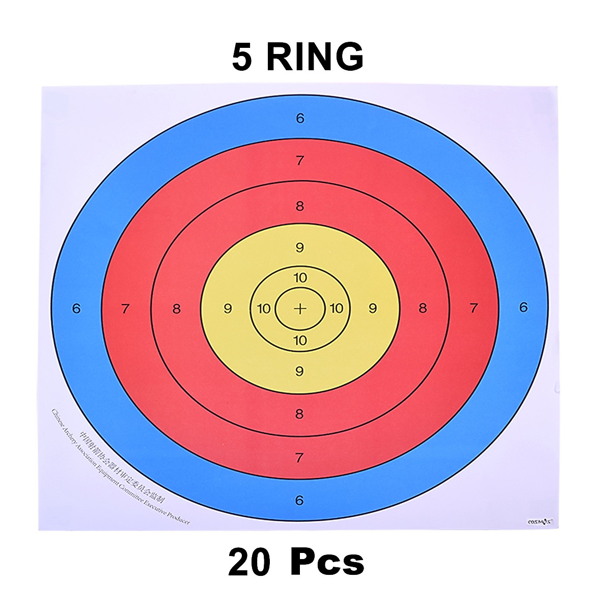 Cosmos 20 Pcs Archery Targets Paper Bow and Arrow Targets, 5-Ring Paper Target for Archery Arrow Shooting Practice, 40 cm x 40 cm